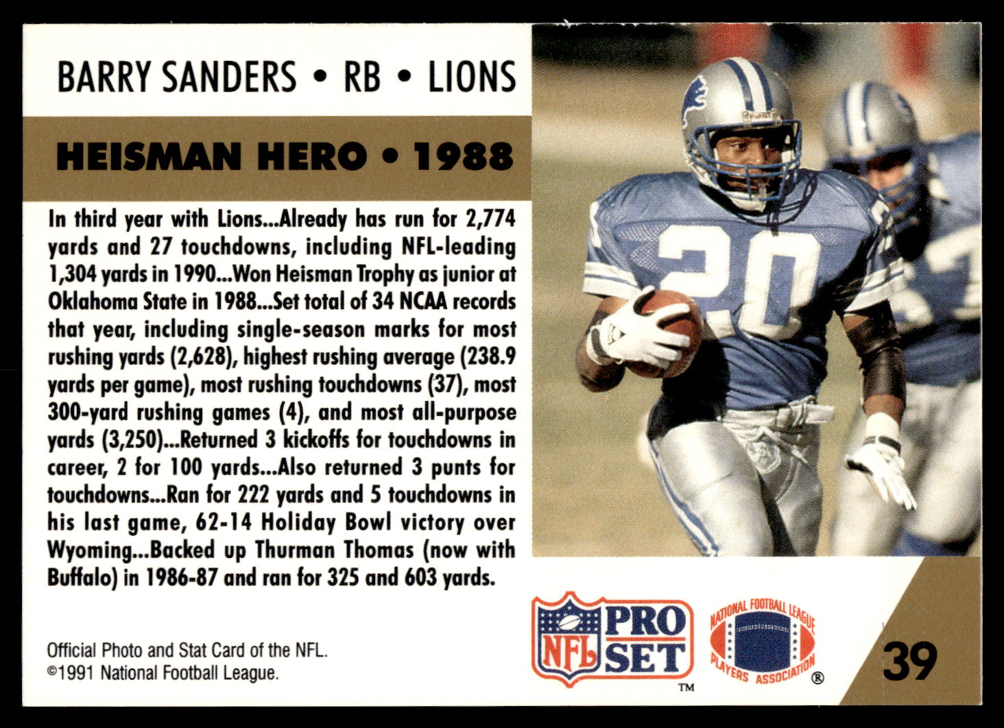 Football (Brand: Pro Set) (Type: Heisman Hero 1988) (Subtype: ) (Hall ...