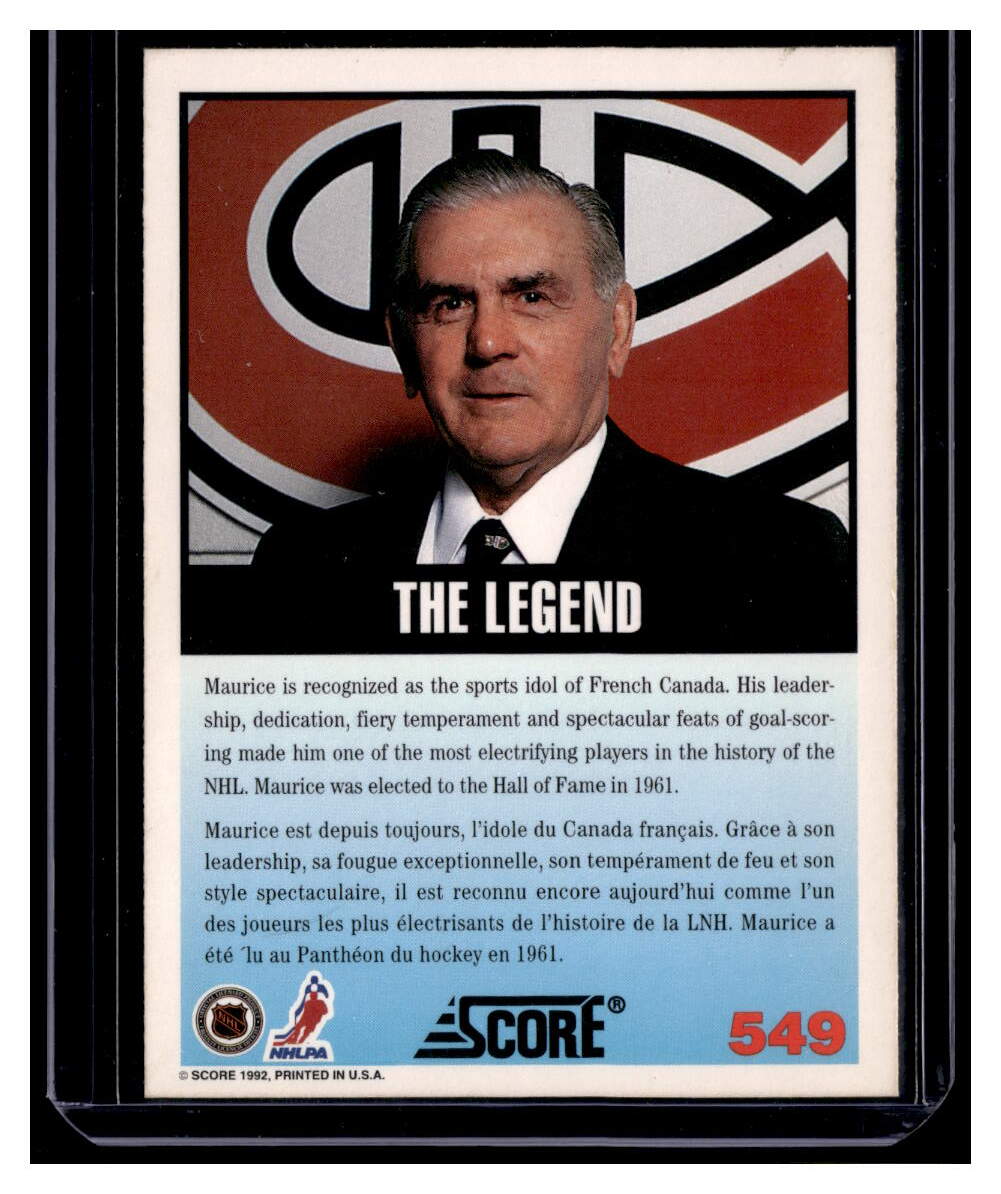 Hockey (Brand: Score) (Type: The Legend) (Subtype: ) (Hall of Famer ...